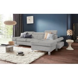 Ecksofa, B:292cm H:98cm T:167cm, grau, exxpo - SOFA FASHION, Luxus-Kunstleder;Webstoff (100% Polyester);Webvelours (100% Polyester), Wohnzimmer,