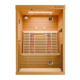 Dewello&reg; Infrarotkabine Infrarotsauna PALERMO 135x120 f&uuml;r 1-2 Personen aus Hemlockholz, Vollspektrumstrahler, Bodenstrahler, LED-Farblicht und Beleuchtung, Bluetooth