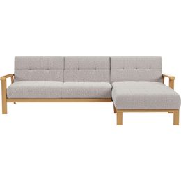 Sit & More Ecksofa SIT & MORE, B:264cm H:88cm T:183cm, beige, 100% Polyester, Wohnzimmer, Sofas, "Billund L-Form", Armlehnen aus eichefarbigem Buchenholz,