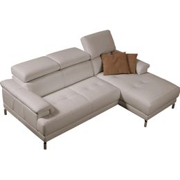 Ecksofa Egoitaliano, B:250cm H:99cm T:166cm, grau, Leder »BULL« (echtes Rindsleder). Geschliffenes, pigmentiertes und behandeltes Rindsleder mit