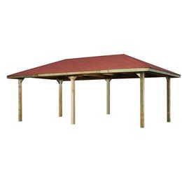Pavillon Weka, braun, Garten, Pavillons, "Gartenoase 651 B Gr.2, inkl. roten Dachschindeln", 19 mm Massivholzdach