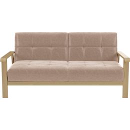 Sit & More 2,5-Sitzer SIT & MORE, B:169cm H:88cm T:106cm, beige, 100% Polyester, Sofas, "Billund", Armlehnen aus Buchenholz in natur, verschiedene Bezüge und