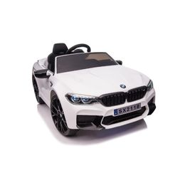 ES-Toys Kinder Elektroauto BMW M5 lizenziert EVA-Reifen Kunstledersitz MP3, USB wei&szlig;