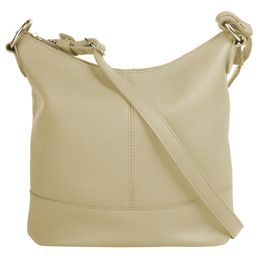CLUTY Damen Umhängetasche, beige, Leder, leicht glänzend, unifarben, Taschen, echt Leder, Made in Italy