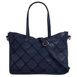 Samantha Look Damen Shopper, blau, Leder, Taschen, echt Leder, Made in Italy