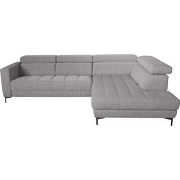 Ecksofa Alina, B:280cm H:105cm T:222cm, grau, Struktur TAT (100% Polyester), Wohnzimmer, Sofas, "Bahira", Inkl. Rückenlehnen- und