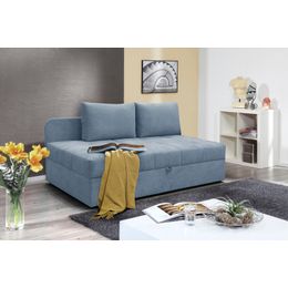 Schlafsofa Alina, B:201cm H:73cm T:95cm, blau, Struktur fein XBO (100% Polyester), Kinderzimmer, Sofas, "Marla", inkl. Stauraum und 2 Rückenkissen