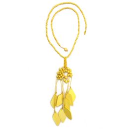 Damen Lange Kette "Nanni", gelb, Basic, Collezione Alessandro, Holz, Halsketten, Behang aus Holzperlen und -elementen