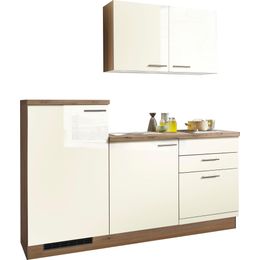 Küchenzeile KOCHSTATION, B:180cm H:87cm T:58cm, beige, Komplettküchen-Sets, ""KS-Kapro"", vormontiert, mit E-Geräten, Stellbreite 180 cm