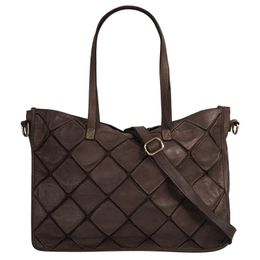 Samantha Look Damen Shopper, braun, Leder, Taschen, echt Leder, Made in Italy