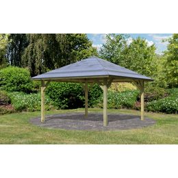 Pavillon Karibu, grau, Garten, Pavillons, "Holm 1", BxT: 431x431 cm