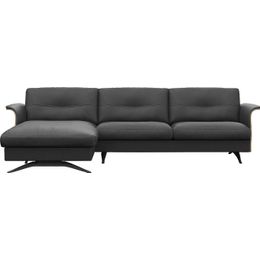 Ecksofa FLEXLUX, B:273cm H:81cm T:158cm, schwarz, 100% Echteder, Wohnzimmer, Sofas, "Glow, super bequem durch hochwertigem Sitzaufbau mit Federkern,