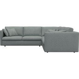 Ecksofa FLEXLUX, B:296cm H:84cm T:296cm, blau, 62% Polyester/14% Cotton/7% Linen, Wohnzimmer, Sofas, "Lovane gleichschenklig, bequem und