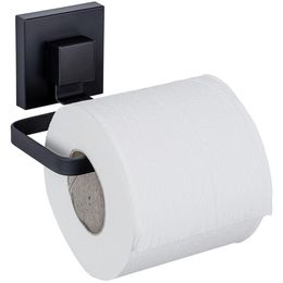 Toilettenpapierhalter Wenko, B:14cm H:6cm L:11cm, schwarz, Edelstahl, Toilettenpapierhalter, "Vacuum-Loc Modell Quadro", aus Edelstahl, Befestigen
