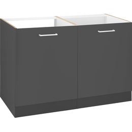 Spülenschrank KOCHSTATION, B:120cm H:82cm T:60cm, grau, MDF, Küche, Schränke, "KS-Kehl", ohne Arbeitsplatte