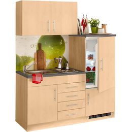 Pantryk&uuml;che KOCHSTATION, B:160cm T:60cm, braun, Komplettk&uuml;chen-Sets, "KS-Toledo", mit E-Ger&auml;ten, Breite 160 cm