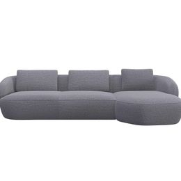 Wohnlandschaft FLEXLUX, B:307cm H:85cm T:146cm, grau, 100% Polyester, Sofas, "Torino, rund, L-Form, Sofa-Ecke mit Recamiere, Longchair-Sofa",