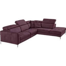 Ecksofa Egoitaliano, B:285cm H:100cm T:221cm, lila, Wohnzimmer, Sofas, "Matt, hoher Sitzkomfort und aufwendige Detailverarbeitung, L-Form", mit