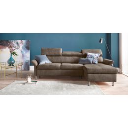 Ecksofa, B:257cm H:96cm T:167cm, grau, exxpo - SOFA FASHION, Luxus-Microfaser (100% Polyester), Wohnzimmer, Sofas, "Maretto, bequem und komfortabel,