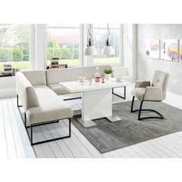 Eckbank, B:197cm H:82cm T:265cm, silber, exxpo - SOFA FASHION, Struktur: Webvelour 100% Polyester, Küche, Sitzbänke, "Affogato, hoher Sitzkomfort,