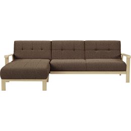 Sit & More Ecksofa SIT & MORE, B:264cm H:88cm T:183cm, rosa, 100% Polyester, Wohnzimmer, Sofas, "Billund L-Form", Armlehnen aus Buchenholz in natur,