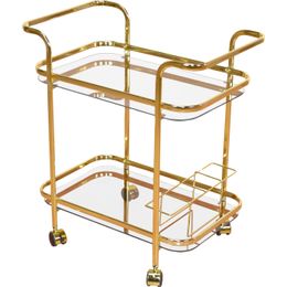 Servierwagen Home Affaire, B:69cm H:75cm T:44cm, gold, Metall, Küche, Rollwagen