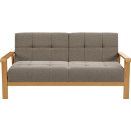 Sit & More 2,5-Sitzer SIT & MORE, B:169cm H:88cm T:106cm, braun, 95% Polyester 5% Polyamid, Sofas, "Billund", Armlehnen aus eichefarbigem Buchenholz,
