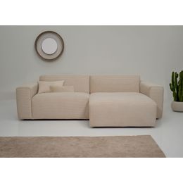 Ecksofa OTTO HOME, B:247cm H:70cm T:141cm, beige, 100% Polyester, Wohnzimmer, Sofas, "Clayton", in einem trendigen Cord-Bezug, verschiedene