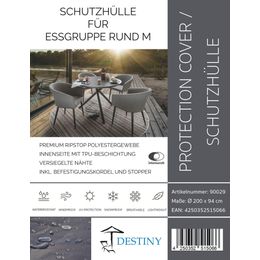 Gartenmöbel-Schutzhülle Destiny, H:94cm, grau, Polyester, Ripstop, Planen, Ripstop-Polyestergewebe Ø:200xH:94cm, inkl. Aufbewahrungstasche