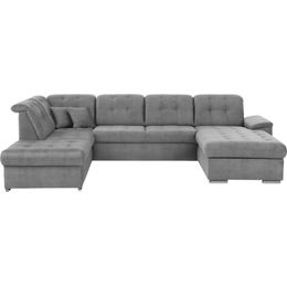Wohnlandschaft, B:340cm H:92cm T:248cm, grau, exxpo - SOFA FASHION, Sofas, "Durango, aufwendige Sitz- und Rückenverarbeitung, bequem, U-Form", inkl.