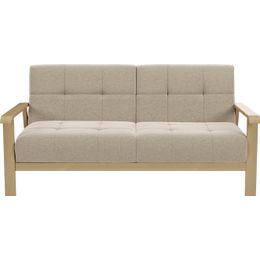 Sit & More 2,5-Sitzer SIT & MORE, B:169cm H:88cm T:106cm, beige, 95% Polyester 5% Polyamid, Sofas, "Billund", Armlehnen aus Buchenholz in natur, verschiedene
