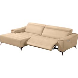 Ecksofa Egoitaliano, B:266cm H:95cm T:163cm, beige, Leder »BULL« (echtes Rindsleder). Geschliffenes, pigmentiertes und behandeltes Rindsleder mit