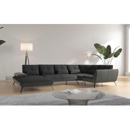 Wohnlandschaft Places of Style, B:376cm H:88cm T:226cm, grau, 100% Polyester, Sofas, "Mikado U-Form", inkl. Sitztiefenverstellung und