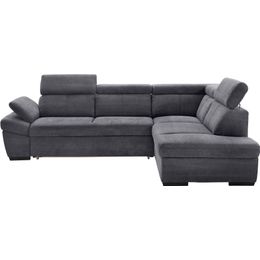 Ecksofa, B:268cm H:77cm T:204cm, grau, exxpo - SOFA FASHION, Sofas, "Salerno, klassisch modernes Funktionssofa, hoher Sitzkomfort, L-Form", inkl.