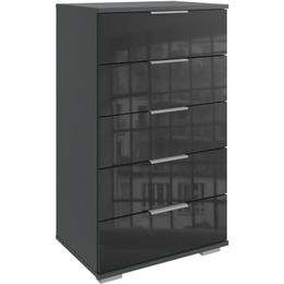 Schubkastenkommode wimex, B:49cm H:102cm T:41cm, grau, Sideboards, "Easy", mit Glas- oder Spiegelfront