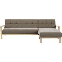 Sit & More Ecksofa SIT & MORE, B:264cm H:88cm T:183cm, braun, 95% Polyester 5% Polyamid, Wohnzimmer, Sofas, "Billund L-Form", Armlehnen aus Buchenholz in natur,