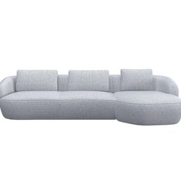 Wohnlandschaft FLEXLUX, B:307cm H:85cm T:146cm, grau, 100% Polyester, Sofas, "Torino, rund, L-Form, Sofa-Ecke mit Recamiere, Longchair-Sofa",