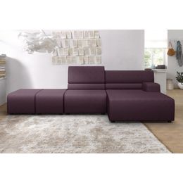Ecksofa Egoitaliano, B:384cm T:98cm, lila, 100% Polyester. Wasserabweisende Mikrofaser., Wohnzimmer, Sofas, "Babouche, Designsofa mit