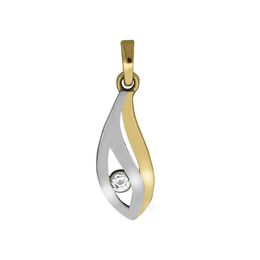Vivance Damen Kettenanh&auml;nger "375/- Gelbgold bicolor Zirkonia", one-size, Gold, 0,5 g, bunt, Gold, Schmuckanh&auml;nger