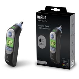 Braun Fieberthermometer "ThermoScan 7 Ohrthermometer mit Age Precision - IRT6520B", schwarz, Kunststoff, B:3,5cm H:14,5cm T:5,5cm,