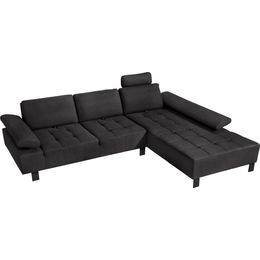 Ecksofa Alina, B:270cm H:103cm T:223cm, schwarz, Struktur fein XBO (100% Polyester), Wohnzimmer, Sofas, "Royce", inklusive Sitztiefenverstellung, 270