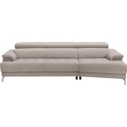 Ecksofa Egoitaliano, B:246cm H:99cm T:140cm, grau, Leder »BULL« (echtes Rindsleder). Geschliffenes, pigmentiertes und behandeltes Rindsleder mit