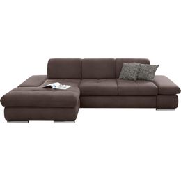 Ecksofa, B:284cm H:80cm T:190cm, braun, SET ONE BY Musterring, Wohnzimmer, Sofas, "SO4100 V", mit verstellbaren Kopfteilen, wahlweise mit Funktionen,