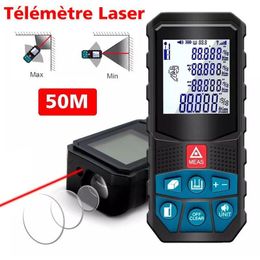 Ahlsen - 50-m-Laser-Entfernungsmesser, sdlogal, 2 mm Abstand, 20 Daten, Entfernungsmessung, LCD-Bildschirm, IP54 wasserdicht, Batterien nicht im