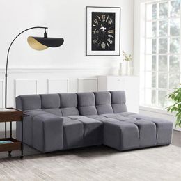 Home Deluxe - Modulares Sofa orlena - l Rechts Anthrazit Ecksofa, Samtstoff, Samtsofa, Modulsofa