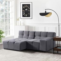 Home Deluxe - Modulares Sofa orlena - l Links Anthrazit Ecksofa, Samtstoff, Samtsofa, Modulsofa