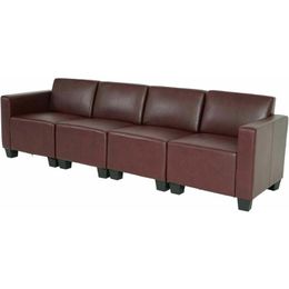 HHG Neuwertig] Modular 4-Sitzer Sofa Couch Moncalieri, Kunstleder rot-braun