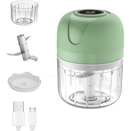 Cyslmuk - 1 x elektrischer Mini-Knoblauchzerkleinerer, Mixer 250 ml, Mini-Knoblauchschneider für Knoblauch, Gemüse, Obst, Zwiebeln, Fleisch, Salate,