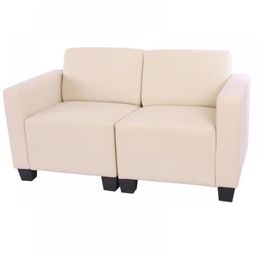 HHG - Modular 2-Sitzer Sofa Couch Moncalieri, Kunstleder creme