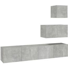 vidaXL - 4-tlg. TV-Schrank-Set Betongrau Holzwerkstoff